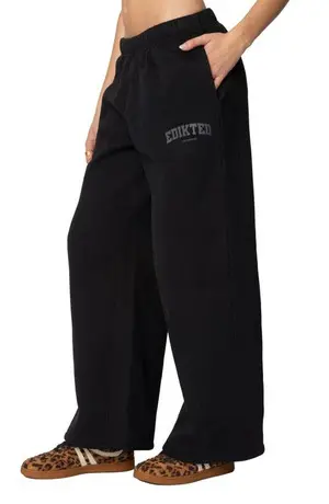 EDIKTED Logo Wide Leg Sweatpants - Black