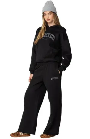 EDIKTED Logo Wide Leg Sweatpants - Black