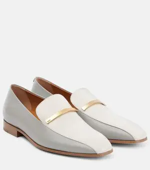 TOD'S Paneled Leather Loafers - Grey