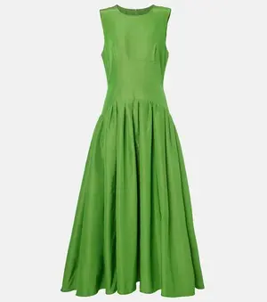 Carolina Herrera Pleated Cotton-blend Maxi Dress
