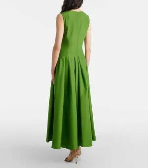 Carolina Herrera Pleated Cotton-blend Maxi Dress