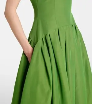 Carolina Herrera Pleated Cotton-blend Maxi Dress