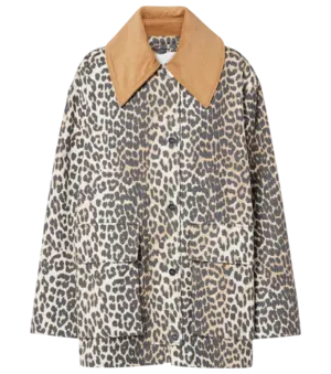 GANNI Leopard-print Canvas Jacket - Brown