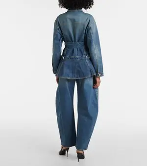 Alaïa Peplum Denim Jacket - Blue