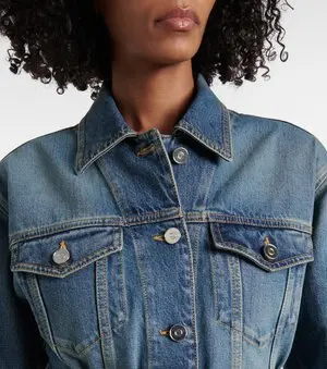Alaïa Peplum Denim Jacket - Blue