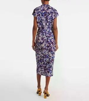 Dries Van Noten Printed Midi Dress - Blue