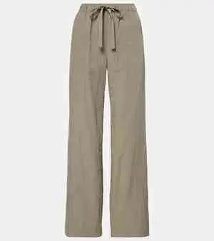 Vince High-rise Wide-leg Wool Blend Pants - Green