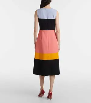 Carolina Herrera Colorblocked Wool-blend Midi Dress - Multicoloured