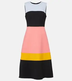 Carolina Herrera Colorblocked Wool-blend Midi Dress - Multicoloured