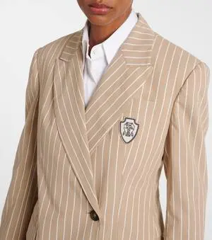 Brunello Cucinelli Cotton And Silk Striped Blazer