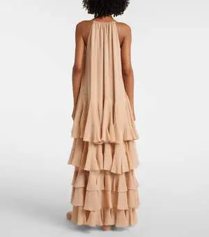 Chloé Tiered Silk Georgette Maxi Dress - Beige