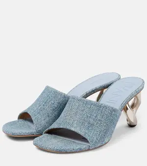 JW Anderson Leather-trimmed Denim Mules