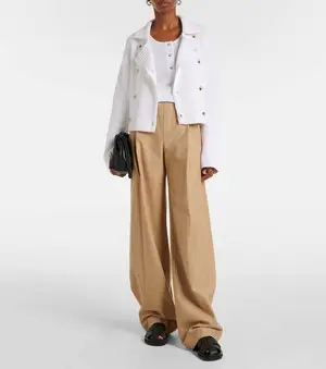 Vince Cotton And Wool Wide-leg Trousers