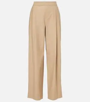 Vince Cotton And Wool Wide-leg Trousers - Beige
