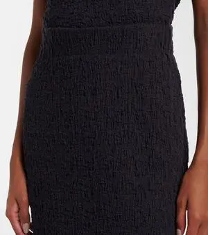 Vince Smocked Cotton-blend Midi Skirt