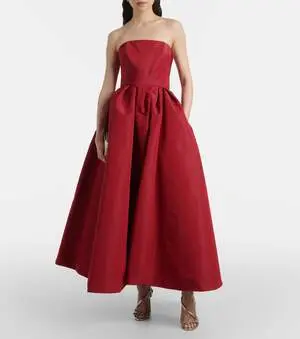 Carolina Herrera Strapless Belted Silk Cocktail Dress - Blue