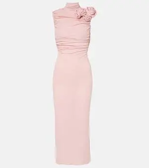 Magda Butrym Ruched Silk-blend Midi Dress - Pink