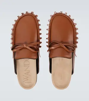 JW Anderson Ruffled Leather Mules - Brown