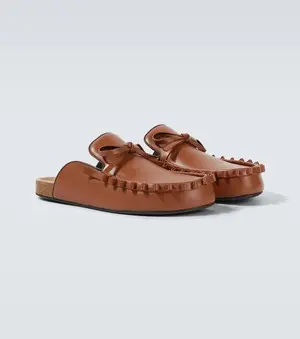 JW Anderson Ruffled Leather Mules - Brown