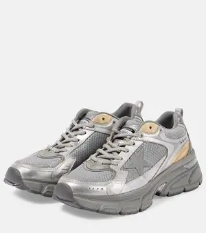 GOLDEN GOOSE Lightstar Metallic Sneakers - Silver