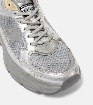 GOLDEN GOOSE Lightstar Metallic Sneakers - Silver