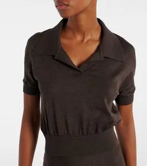 Khaite Morgane Wool-blend Polo Shirt - Brown