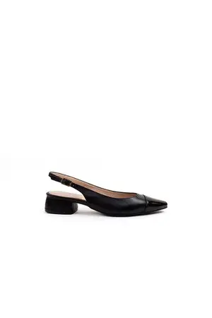 MENINA STEP Berta Slingback With Patent Toe - Black