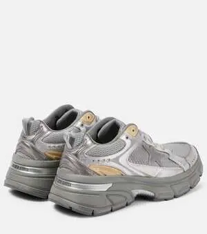 GOLDEN GOOSE Lightstar Metallic Leather And Mesh Sneakers - Silver