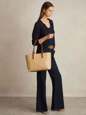 REISS Noelle Raffia Tote Bag