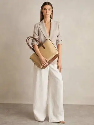 REISS Noelle Raffia Tote Bag