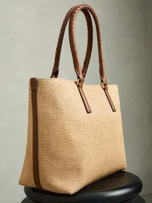REISS Noelle Raffia Tote Bag