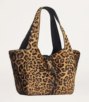 Saint Laurent Leopard Bea Le 5 À 7 Tote Bag - Brown