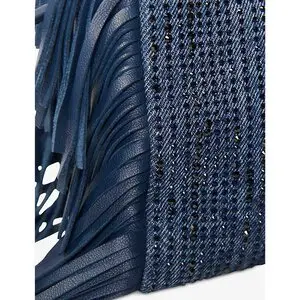 Maje Logo-embossed Crystal-embellished Denim Cross-body Bag