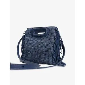 Maje Logo-embossed Crystal-embellished Denim Cross-body Bag