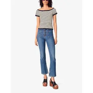 Maje Stripe Ribbed-knit Top - Bleus