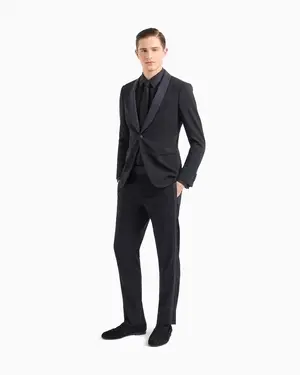 Giorgio Armani Cotton Tuxedo Shirt With Pleated Detail - Black