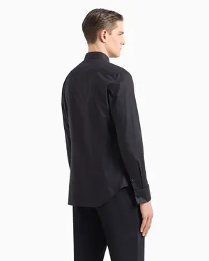 Giorgio Armani Cotton Tuxedo Shirt With Pleated Detail - Black