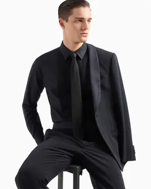 Giorgio Armani Cotton Tuxedo Shirt With Pleated Detail - Black