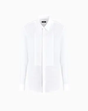 Giorgio Armani Cotton Tuxedo Shirt With Pleated Detail Patterned