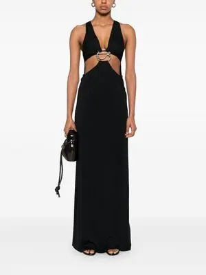 Coperni C-logo Cut-out Maxi Dress - Black
