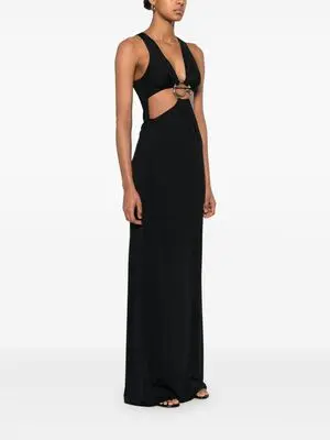 Coperni C-logo Cut-out Maxi Dress - Black