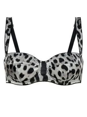 Dolce & Gabbana Leopard-print Balconette Bra - Grey