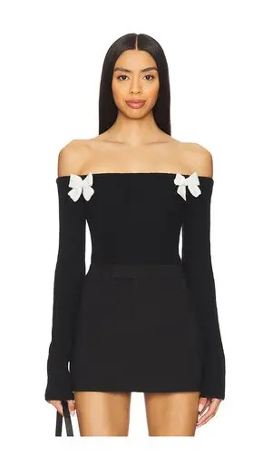 Majorelle Off-the-shoulder Bow Detail Knit Top