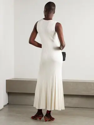 Adam Lippes Vivian Ribbed Silk Maxi Dress - Neutrals
