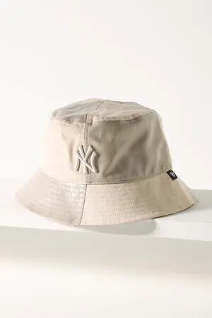 47 47 New York Yankees Patchwork Leather Bucket Hat In Beige - 49