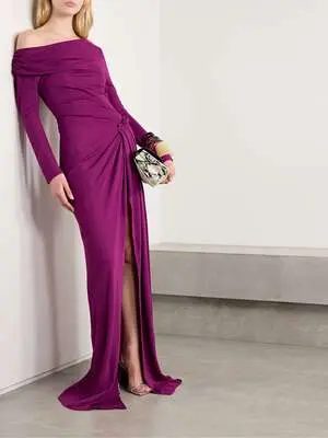 16Arlington Polyta One-shoulder Draped Jersey Gown