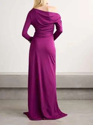 16Arlington Polyta One-shoulder Draped Jersey Gown