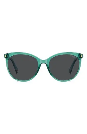 POLAROID 55mm Polarized Cat Eye Sunglasses - Green/ Grey Polar
