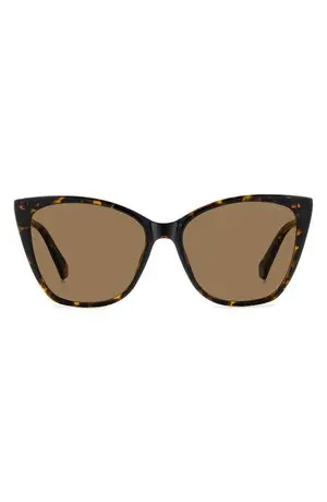 POLAROID 56mm Polarized Cat Eye Sunglasses - Havana/ Bronze Polar