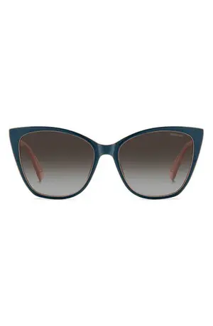 POLAROID 56mm Polarized Cat Eye Sunglasses - Teal Pink/ Brown Sf Polar